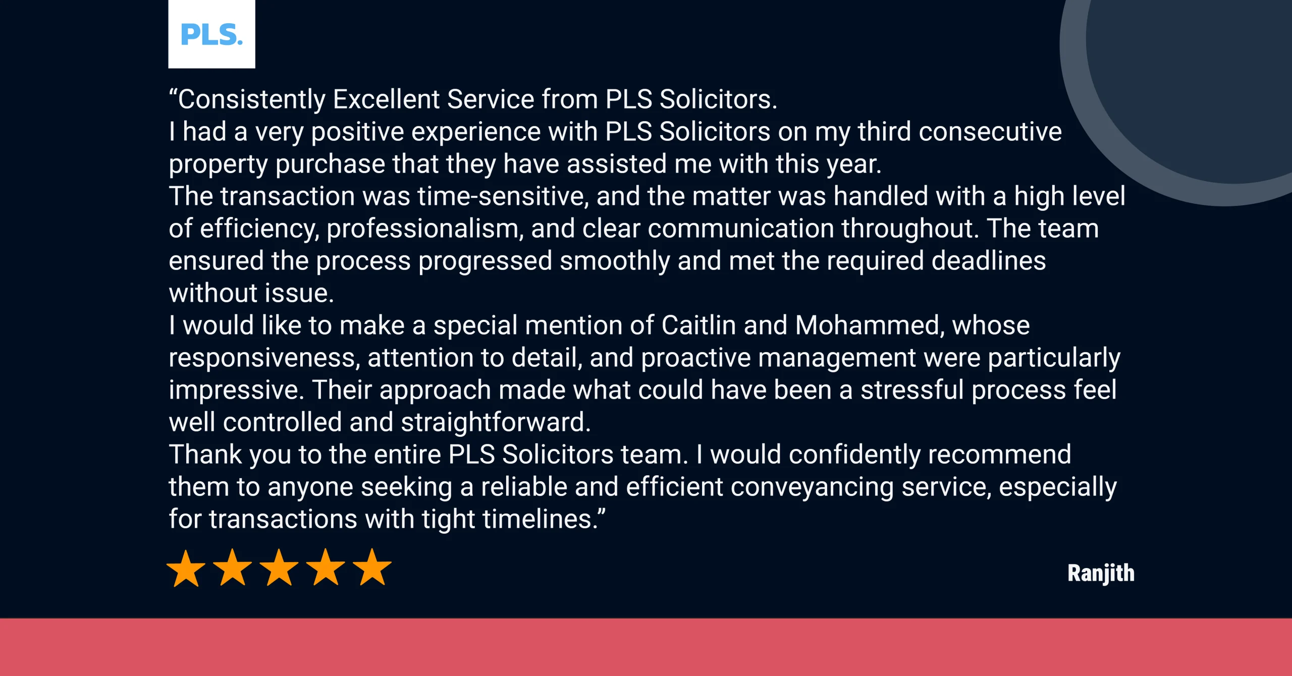 Returning Client Praises PLS Solicitors for Professional, Efficient ...